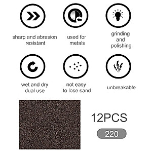 Tanbupu 12Pcs Sanding Sponge 220 Grit Fine Sanding Blocks for Drywall Metal Wood Washable and Reusable