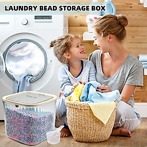 100 OZ Laundry Pod Container Laundry Powder Container Laundry Pod Holder For Laundry Beads Dishwasher Pod Laundry Dispenser Laundry Room Organization Storage with Sealed and Pop-Up Lids (White)
