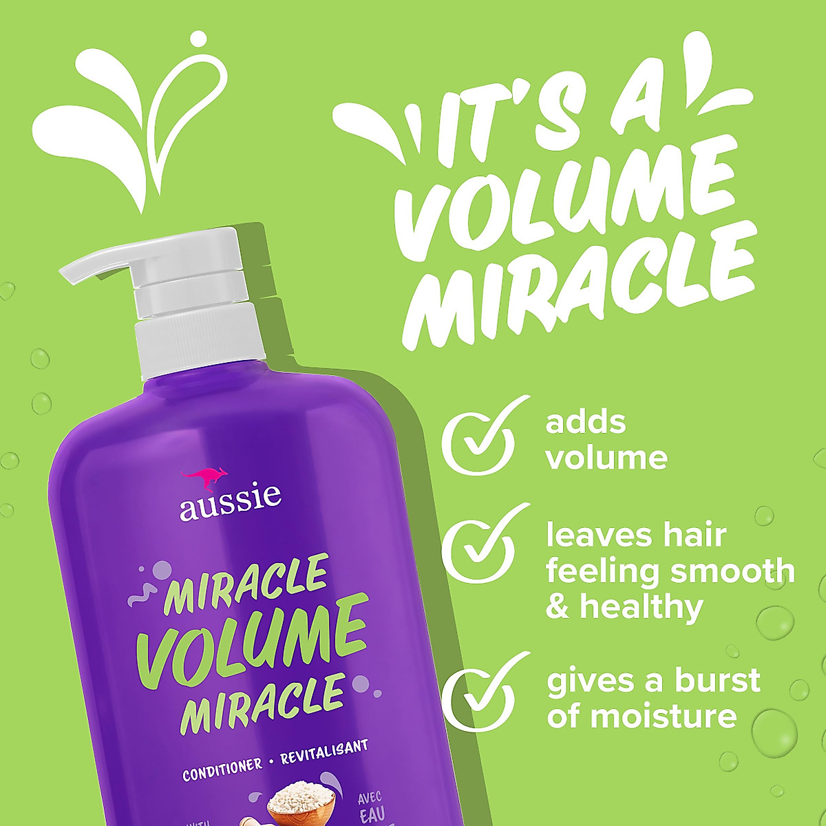 Aussie Miracle Volume Conditioner with Plum & Bamboo for Fine Hair, 30.4 Fluid Ounce (Pack of 4)