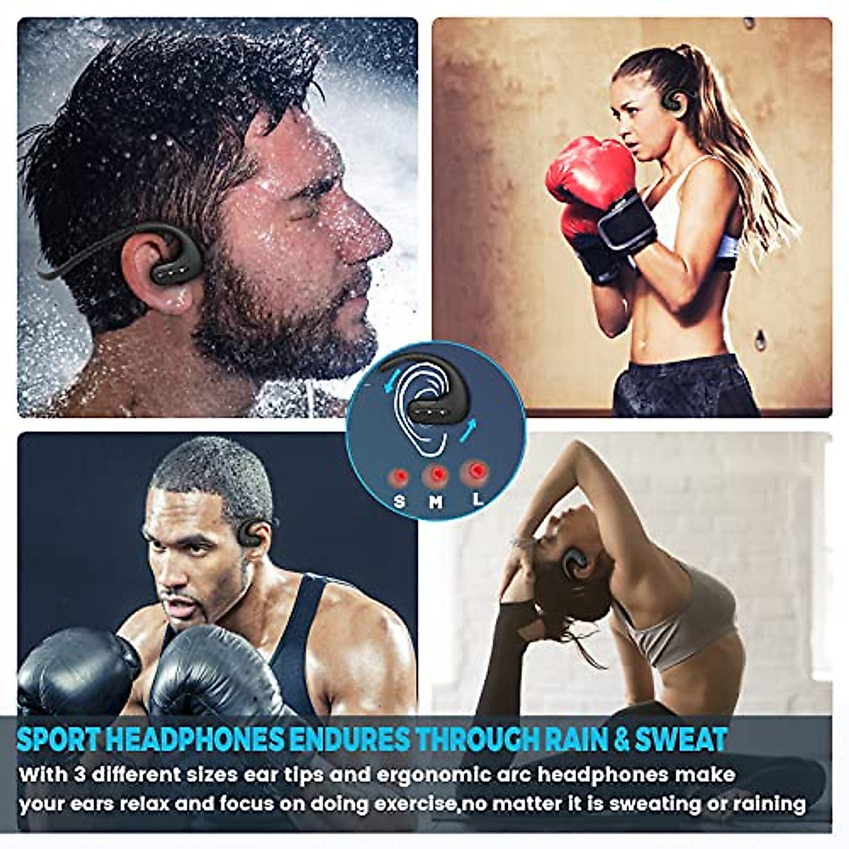 MTYBBYH Waterproof Headphones for Swimming,IPX8 Waterproof 8GB MP3 Player Wireless Bluetooth Swimming Headphones with Noise Cancelling Mic for Swimming,Diving,Running,Cycling,Gym,Workout
