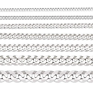 TOUSIATTAR 14K Two Tone Gold Curb Light White Pave Chain - Strong Italian Necklace - Nice Shiny Link Flawless Jewelry Gift for Women and Men-Available 16 to 32 Inches LENGTH (22, White 2.6MM Wide)