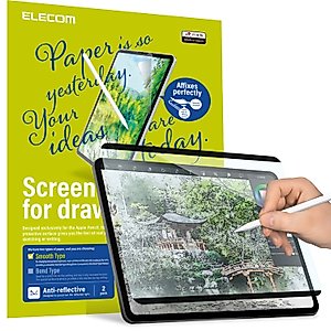 ELECOM Detachable Pencil Feel Screen Protector, Nano suction, Smooth type, iPad Air(10.9",2022,2020) iPad Pro(11",2022,2021,2020,2018) Drawing/Notetaking/Anti-glare (TB-APSNS109-W)