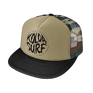 Joe's USA Koloa Surf Brush Logo High Profile Poly - Foam Trucker Hat (Camo-black with Black Screen Printed Logo - One Size)