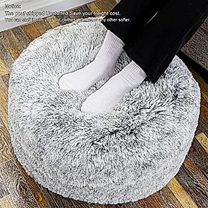 Asuprui Grey Ottoman Foot Rest(NO Filler) Pouf Cover Unstuffed Floor Pouf Ottoman 20x20x12 Inches Round Pouf Seat Floor Bean Bag Chair Foldable Floor Chair Storage for Living Room Bedroom Cover ONLY
