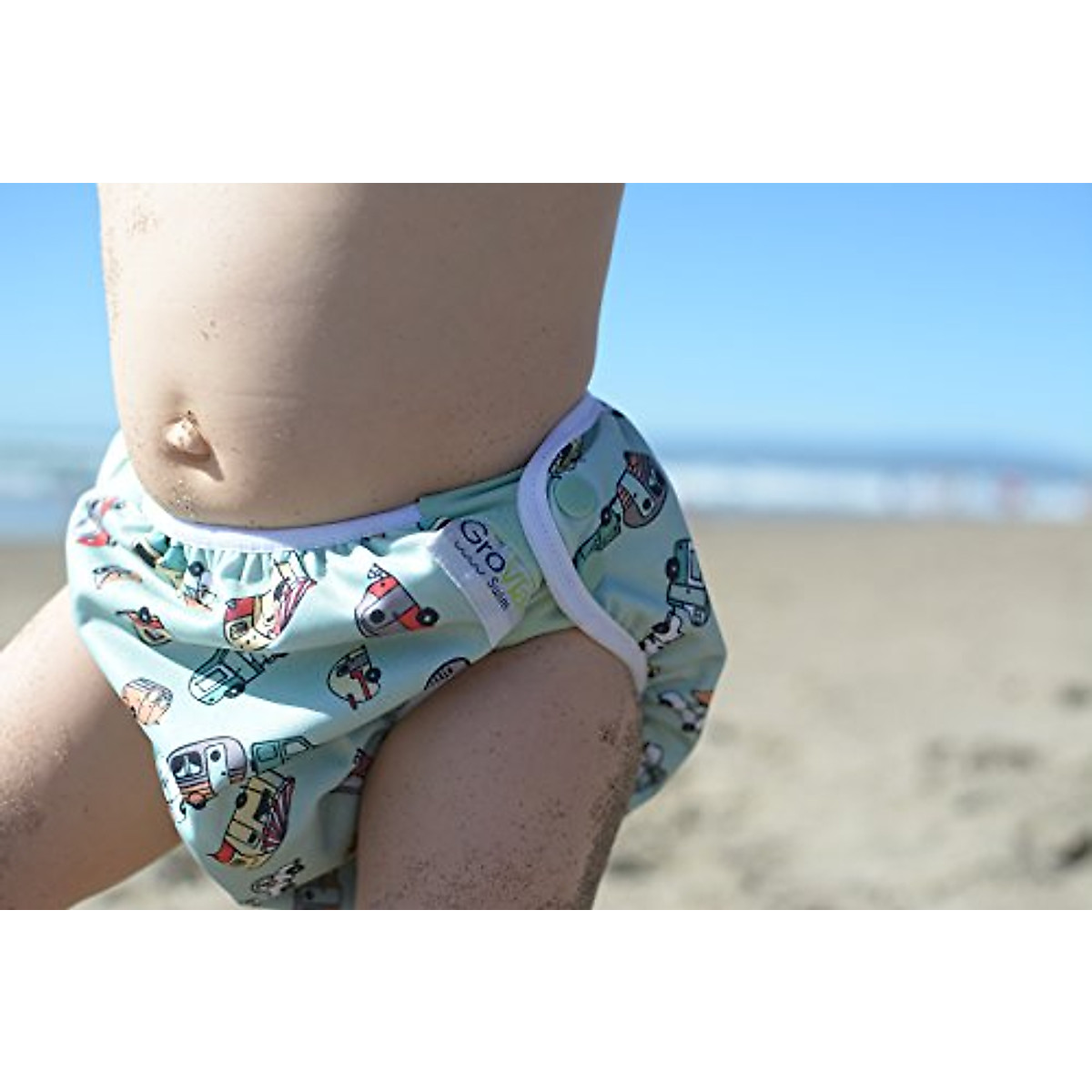 GroVia Reusable Waterproof Swim Diaper for Baby, Infant, and Toddler (Size 1: 10-19 lbs, Rose)