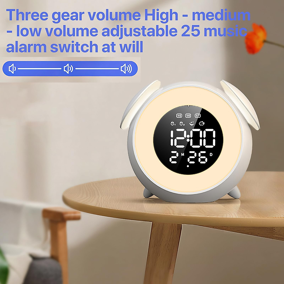 Powstro Sunrise Alarm Clock, Sunrise Lamp Alarm Clock Loud Alarm Clock for Heavy Sleepers, 25 Music & 5 Lighting Modes Cute Sunset Alarm Wake Up Light Clocks for Bedroom Adults Kids Teens