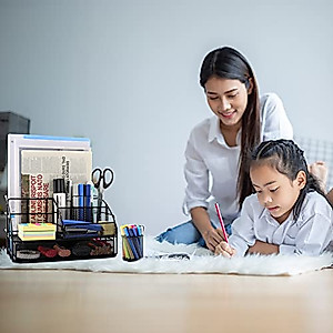 vedett Desk Organizer and Accessories Set for All Desk, Office Supplies Organizer with 6 Compartments + Pen Holder / 72 Accessories, for Aldult and Chlidren（Large）