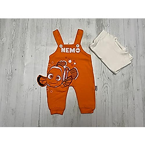 Finding Nemo Cotton Baby Overall/Romper With Long Sleeve Tshirt For Newborns & Infants & Toddlers – 2 PIECES - Unisex