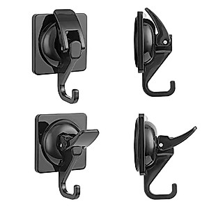 Khdrvok Heavy Duty Vacuum Round Cup Hook, Easy to Install and Remove,Black Plated Plished Super Suction for Kitchen， Bathroom and Restroom， 2pack