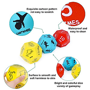 Premkid Exercise Dice for Kids,12-Sided Giant Foam Dice for Indoor and Outdoor Use, Kids Exercise Equipment for Classroom and Physical Education Learning, Dice Games, Yoga Dice for Preschool Games