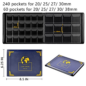 Coin Collection Supplies Holder Book for Collectors and 12 Sheets Money Binder Book Holder Page Protectors Bundle