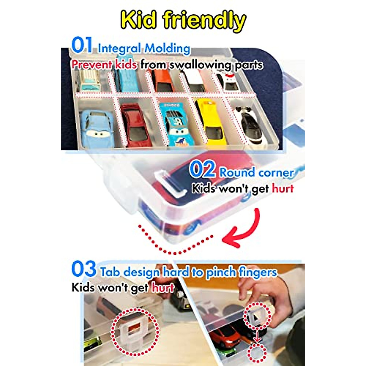 Someie Hot Wheels Tomica Car Organizers and Transparent Storage Carrying Box Max 10 Cars Capacity Display case Japan Made Durable and Safe (Box only)