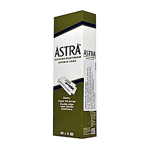 Astra Superior Platinum Double Edge Shaving Razor Blades 100 Pcs Barber Favored by Astra