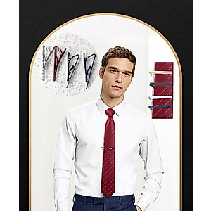 Svovin 16pcs Tie Bar Clip Tie Tack Pins Tie Clips for Men Father's Day Gift Silver Black Red Blue Gold Necktie Bar Pinch Clip Set Metal Clasps Business Professional Fashion Designs