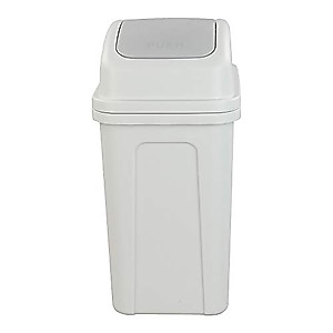 Asking 1.8 Gallon Small Trash Can with Swing-top Lid, Plastic Garbage Bin, Grey