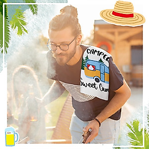 Kingdder 6 Pcs Camper Dish Towels Camping Kitchen Towels Funny Sayings Happy Camper Towels 16 x 24 Inches Kitchen Hand Towels Housewarming Farmhouse Gift Camping Accessories for RV Campers