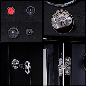 DUKWIN Watch Winder for 2 Automatic Watch, Lockable Red Watch Winder with 3 Watch Storage Places and Jewelry Storage, Super Quiet Mabuchi Motor, High-Gloss Piano Lacquer Finish, Built-in Illumination