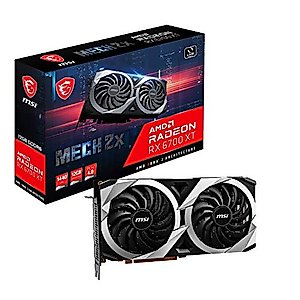 MSI Gaming Radeon RX 6700 XT 192-bit 12GB GDDR6 DP/HDMI Dual Torx 3.0 Fans FreeSync DirectX 12 VR Ready Graphics Card (RX 6700 XT MECH 2X 12G)