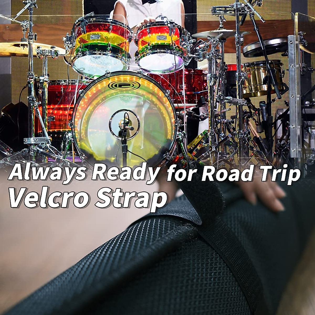 Aucuda Starry Blue Drum Rug Mat 4x6ft Tightly Woven Fabric Cool Drum Floor Mat with Non Slip Grip Bottom, Electric Drum Set Carpet Accessories for Holiday Practice, Apartment, Soundproof, Winter.