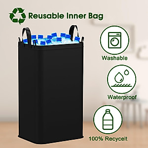Szzydng 26 Gallon Recycling Bin for Kitchen, Indoor Recycling Bins with Lid, 100L Large Recycle Bin with Reusable Inner Bag Bottle Can Glass Waste Plastice(Black)