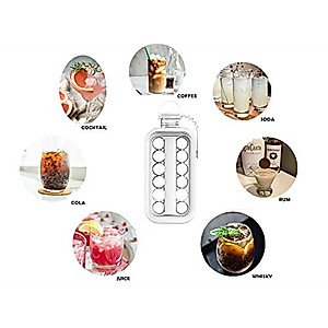 LittleStar Ice Cube Trays 2 in 1 Portable Ice Ball Maker Kettle With 17 Grids Flat Body Lid Cooling Ice Pop/Cube Molds For Hockey,Cocktail,Coffee,Whiskey,Champagne,Beer,Juice,(White)