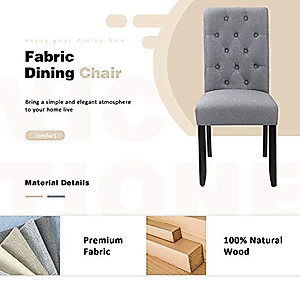 VICTONE Dining Chair Fabric Tufted Upholstered Design Armless Chair Set of 2 (Grey)