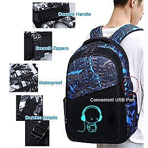 Oslimea Backpack for School Boys Backpacks Anime Cartoon Luminous Backpack Teens School Bag Cute Bookbag for Middle School High School Waterproof Laptop Backpack for Travel