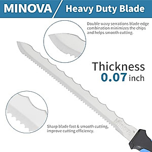 Minova Insulation Knife with Sheath Stainless Steel Blade 11” Double Sided Insulation Cutter for Cutting Mineral Wool Insulation (Small)