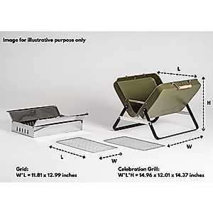 KENLUCK Charcoal Grill. Portable Stainless Steel BBQ Grill, Collapsible Barbecue Grill for Small Patio and Backyard, Foldable Outdoor Accessories (Celebration Grill (X-Large), Sandy Gloss Black)