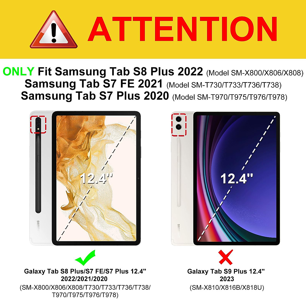 Fintie Case for Samsung Galaxy Tab S8 Plus 2022/S7 FE 2021/S7 Plus 2020 12.4 Inch with S Pen Holder, Multi-Angle Viewing Cover with Pocket Auto Wake/Sleep, Composition Book