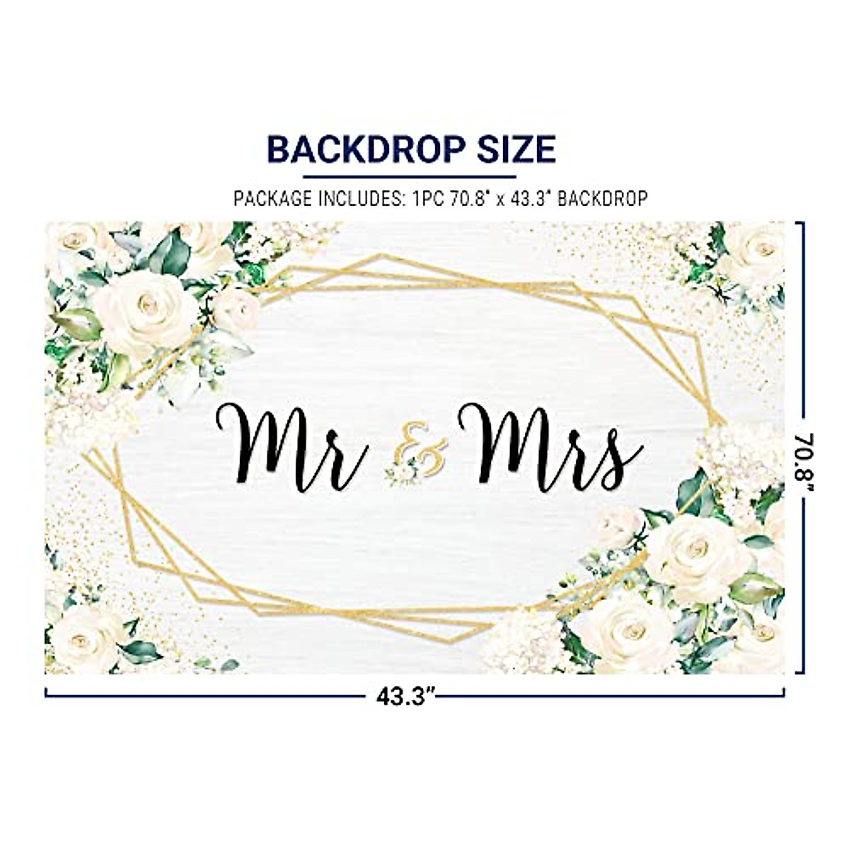 Allenjoy White Floral Mr & Mrs Engagement Decorations Backdrop for Couples Wedding Bride and Groom Engaged Ceremony Anniversary Bridal Shower Supplies Photo Booth Props Background