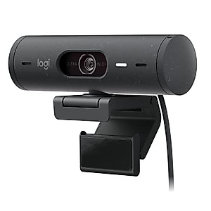 Logitech Brio 500 Full HD Webcam with Auto Light Correction, Auto-Framing, Show Mode, Dual Noise Reduction Mics, Webcam Privacy Cover, Works with Microsoft Teams, Google Meet, Zoom - Graphite