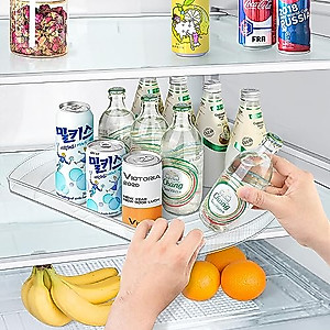 VanlonPro Lazy Susan Organizer for Refrigerator, Rectangular Condiment Turntable, Clear Rotating Storage Rack for Fridge, Cabinet, Countertop, Table, Pantry, Kitchen -16.5 x 11.1 x 1.4 inches (1 Pack)