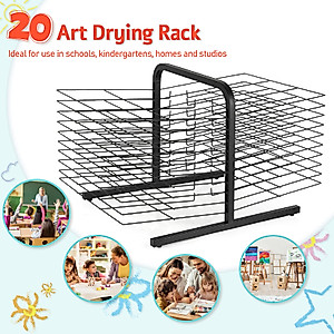 Lzttyee Art Drying Rack for Classroom Paint Drying Rack Art 20 Shelves Metal Desktop Artwork Storage Display Rack Art Drying Rack for Classroom Painting Crafts (20 Shelves-1)