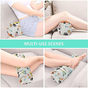 GOODOLD Kid Cartoon Cars Neck Roll Pillow Ultra Soft Bolster Round Pillow with Memory Foam & Removable Cover for Knees and Neck Support During Sleep