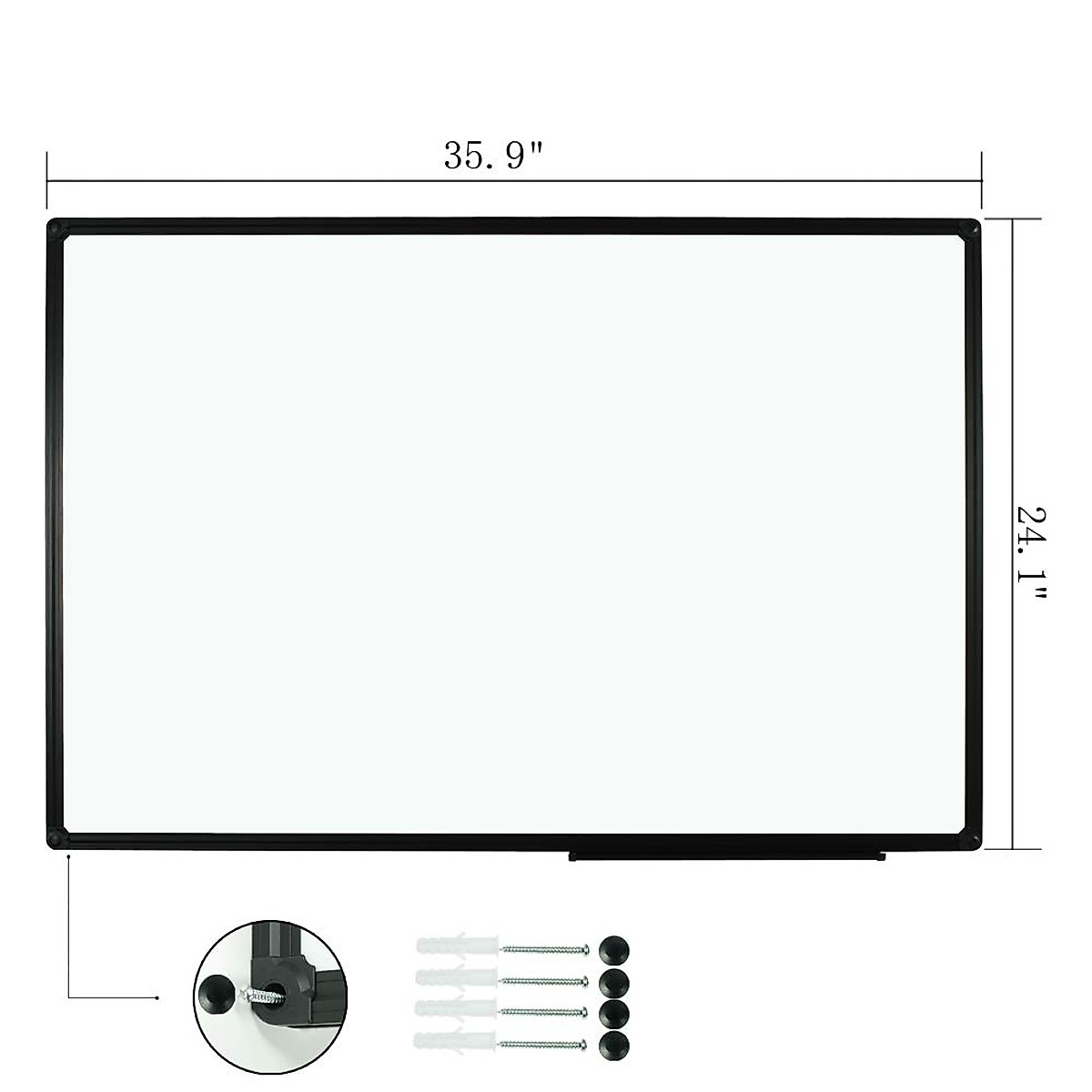 JILoffice Magnetic Whiteboard/White Board, Dry Erase Board 36 x 24 Inch, Black Aluminum Frame Wall Mounted Board for Office Home and School