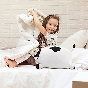 Achwishap Cow Stuffed Animals 13.7” Cow Plush Pillow Stuffed Dolls Hugging Pillow with Zipper, Plush Toys Dolls Gifts for Kids Girls Boys Adults