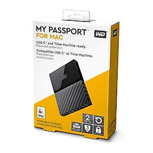 WD 2TB My Passport for Mac Portable External Hard Drive, USB-C/USB-A - WDBLPG0020BBK-WESE (Renewed)
