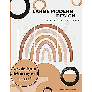 Extra Large Rainbow Wall Decals for Kids Room: (51x38 inches) Boho Style Wall Art - Playroom Decoration - Kids Room Decorations- Rainbow Wall Stickers, Nursery Room Decor, Playroom Wall Decals