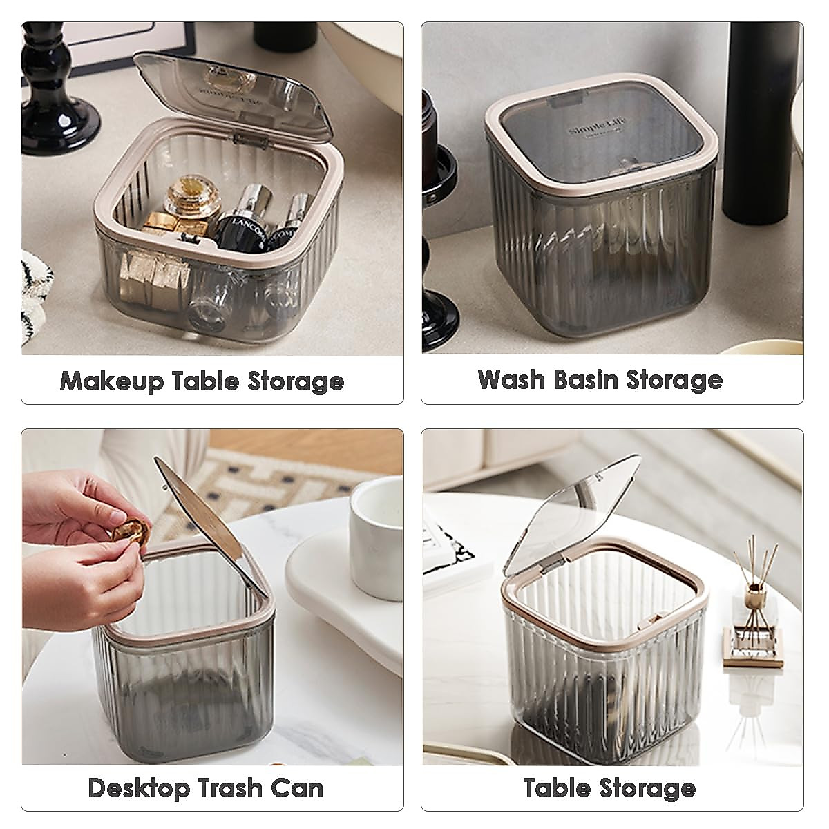 Tomonobu Mini Trash Can with Lid, Small Desktop Trash Can,Removable Small Garbage Can， Ultimate Mini Desktop Storage Box, Tiny Trash Can for Car, Bathroom, Kitchen or Bedroom