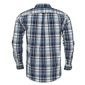 Western Shirts for Men with Snap Buttons Regular Fit Plaid Mens Long Sleeve Shirts Casual,Blue White 009, X-Large