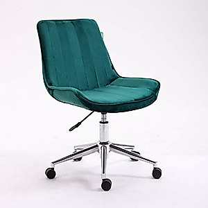 Cherry Tree Furniture Cala Pine Green Colour Velvet Fabric Desk Chair Swivel Chair with Chrome Base