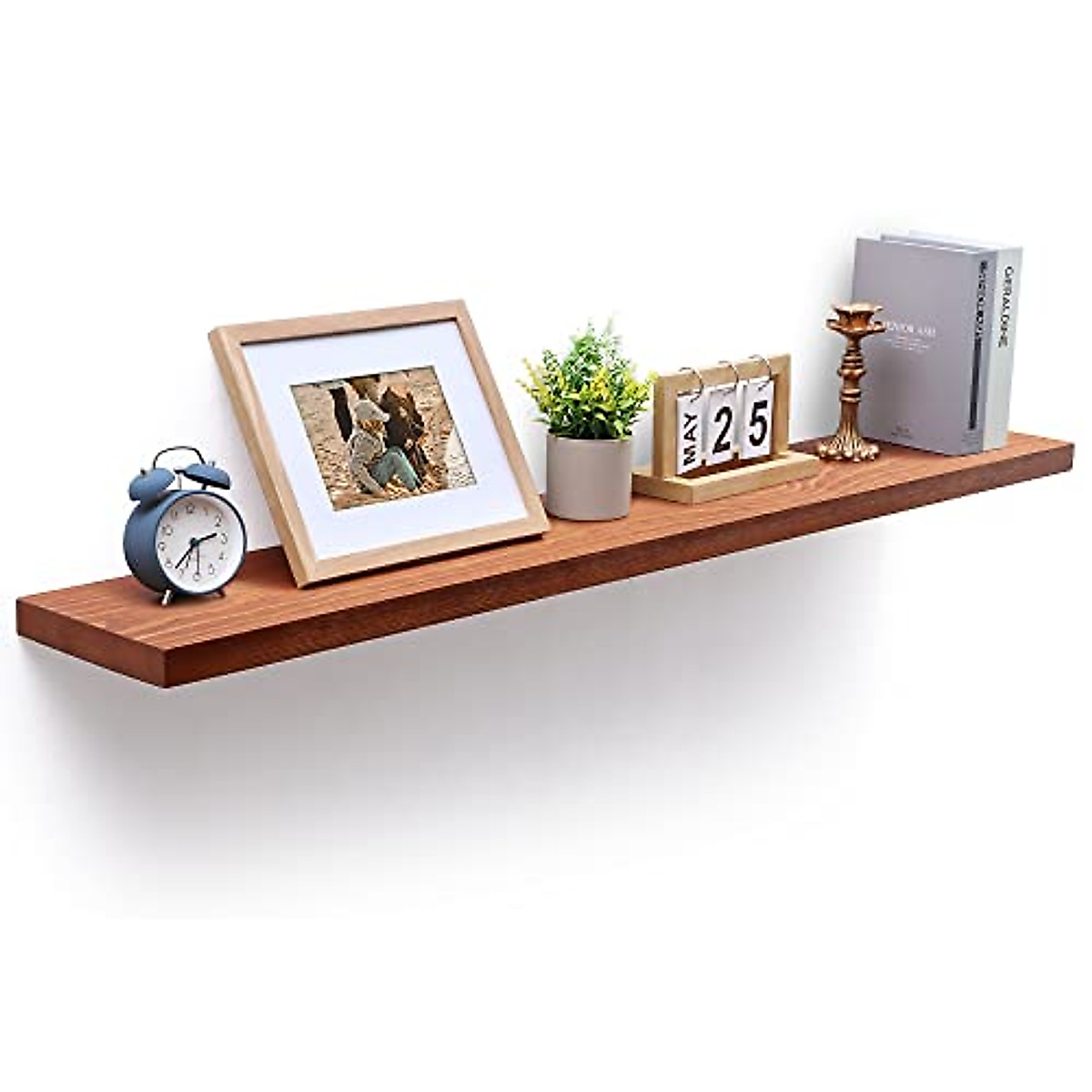 Axeman Floating Shelves, Long Wall Shelves 48 Inch, Rustic Wooden Shelves for Wall, Floating Wall Shelves for Living Room Bedroom Office Honey