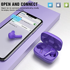 Wireless Earbuds,Bluetooth Earphones Stereo Earphone Bluetooth in-Ear Earphones with Built-in Mic for Smart Phones (Purple)