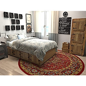 Unique Loom Sahand Collection Traditional Geometric Classic Red Round Rug (8' 0 x 8' 0)