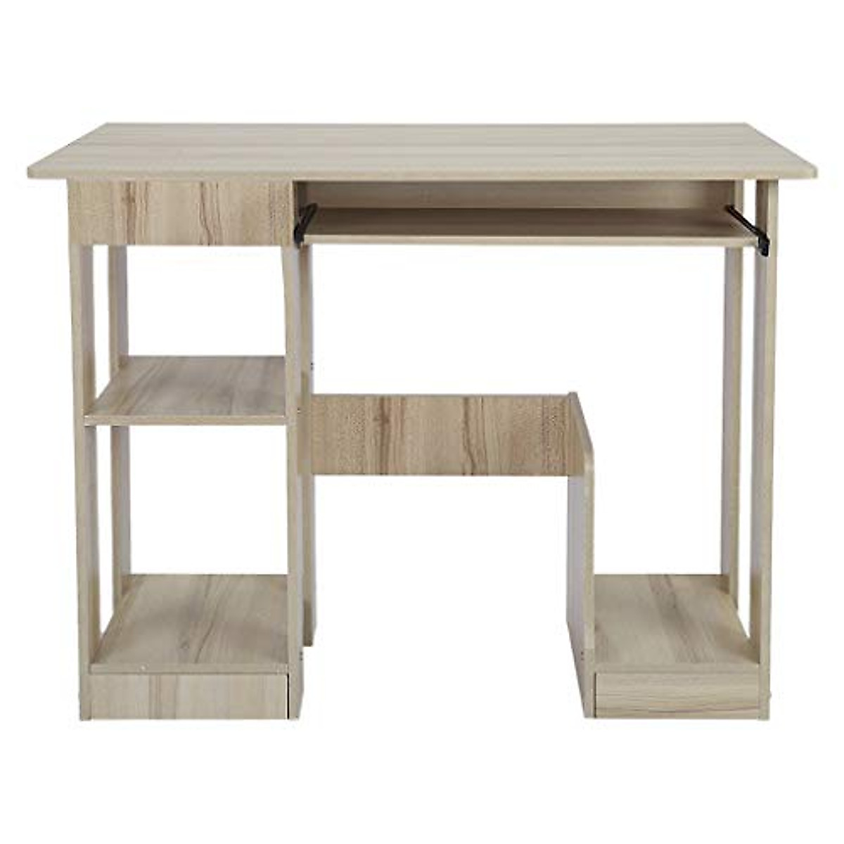Computer Desk, Study Writing Table for Home Office, Modern Simple Style Desktop Computer Desk with Storage Shelves and Pullout Keyboard Tray, Compact Laptop PC Workstation (Beige, 35.4×18.9×28.3in)