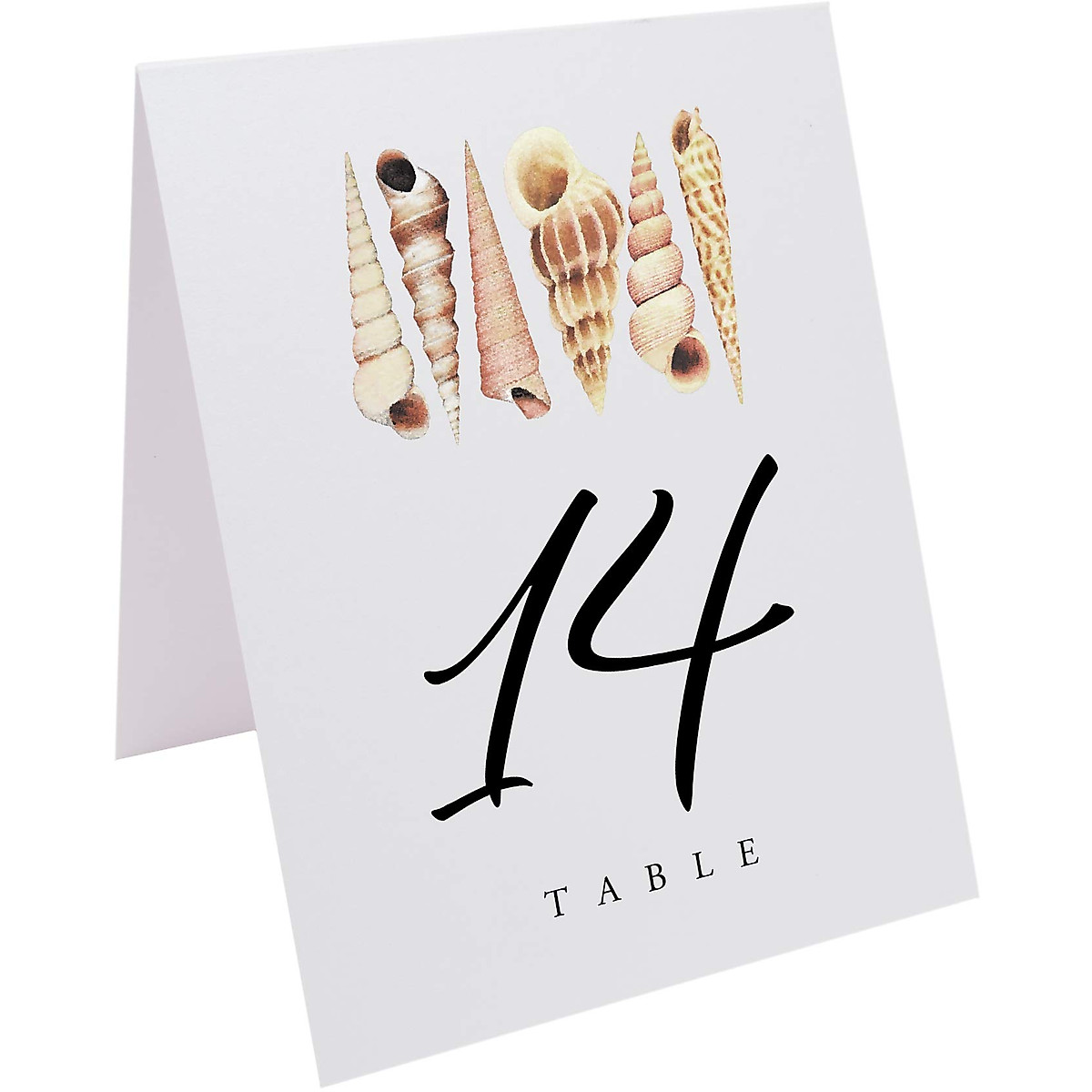 Seashell Pattern Wedding Table Numbers (Select Quantity), White, 1-10, Double Sided, Tent or Use in a Stand, Great for Parties & Restaurants - Made in the USA