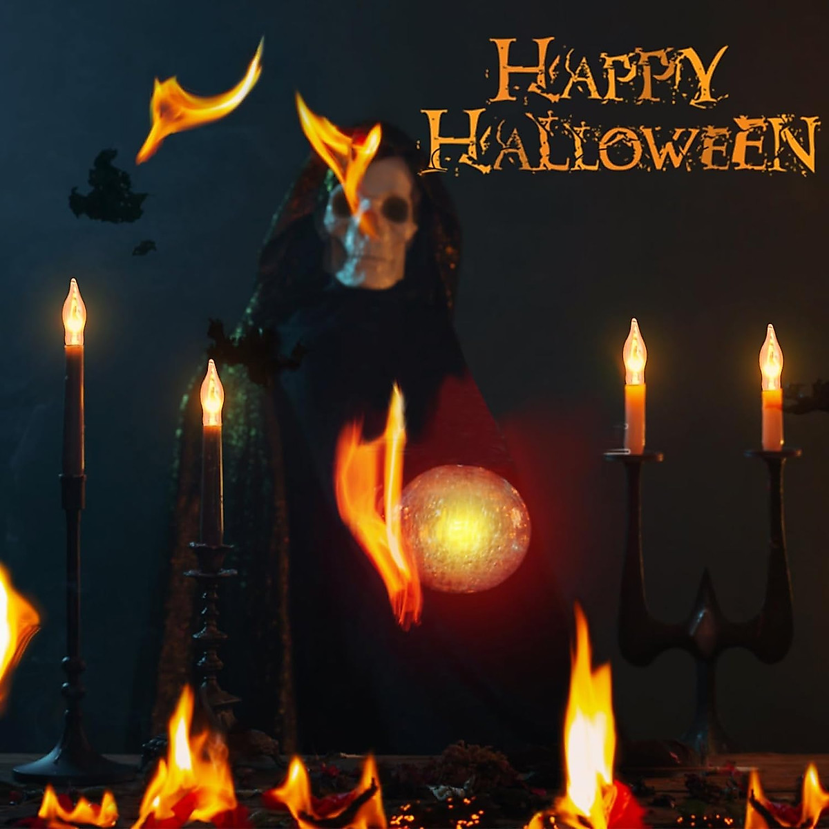 Agaphoton Christmas Flicker Flame Light Bulbs, Crystal Clear Flame Tip Candelabra Bulbs, Flickering Replacement Bulbs Dances with Orange Flame, 120 Volt, 1 Watt, E12 Candelabra Base, 12 Pack