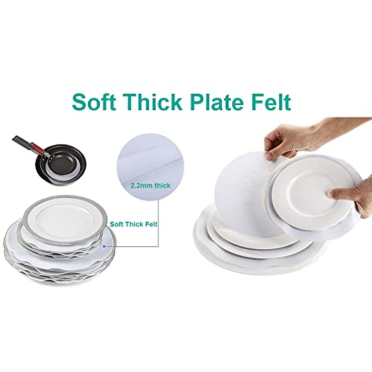 YYCRAFT 36 Felt Plate China Storage Dividers Protectors White Thick Premium Soft Round Felt Circles (10.5 Inch,White)