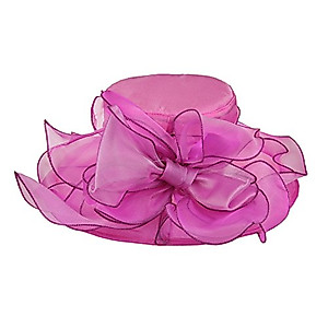 DANTIYA Women's Kentucky Derby Sun Hat Church Cocktail Party Wedding Dress Organza Hat (Rose)